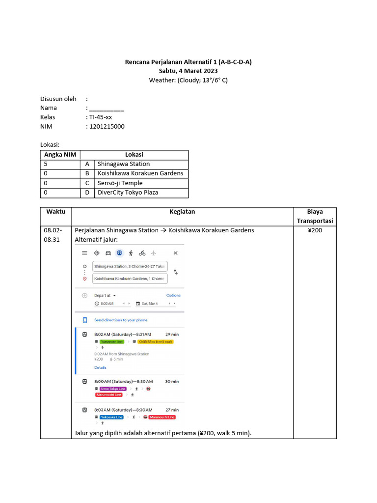 02 - Contoh Rencana Perjalanan | PDF