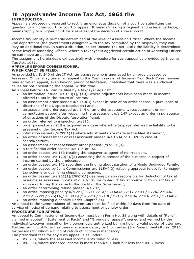 Income Tax Appeal Procedures Explained | PDF | Income Tax | Taxes