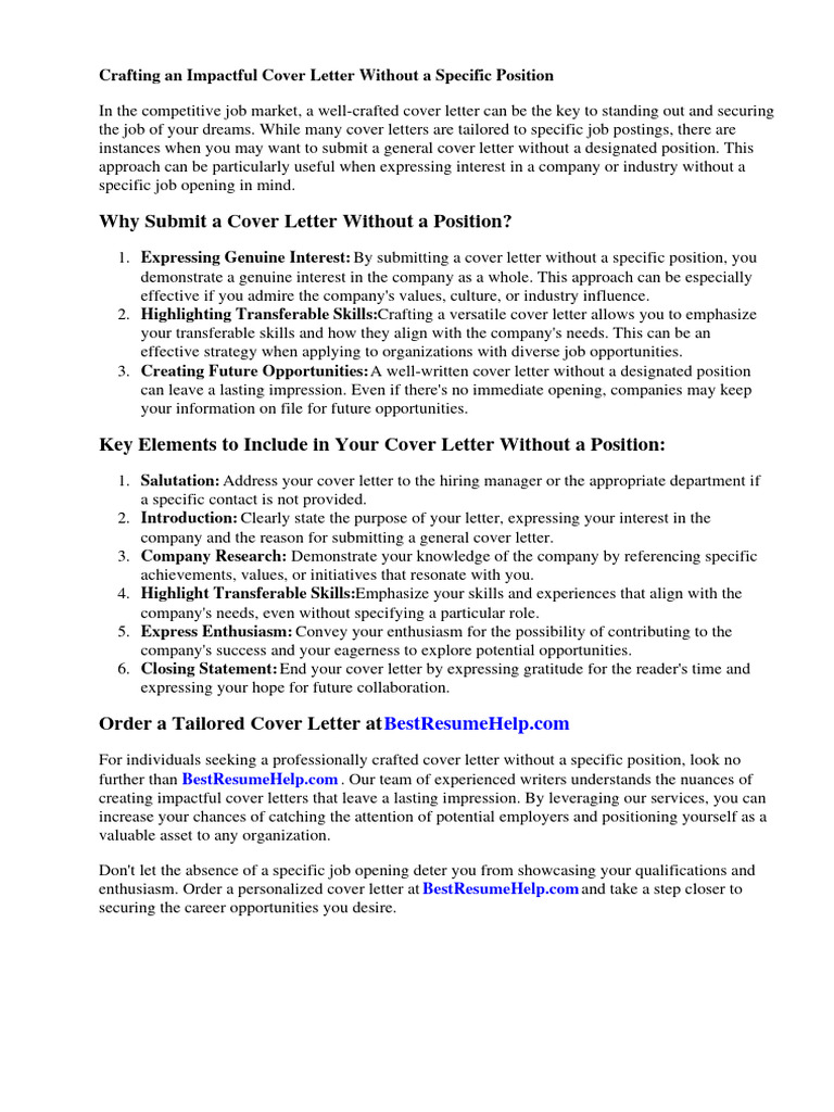 Cover Letter Without Position | PDF | Résumé | Learning