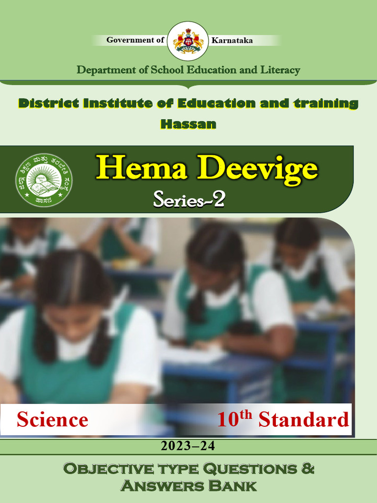 DIET Hassan Science EM QB 2023-24 | PDF | Acid | Chlorine