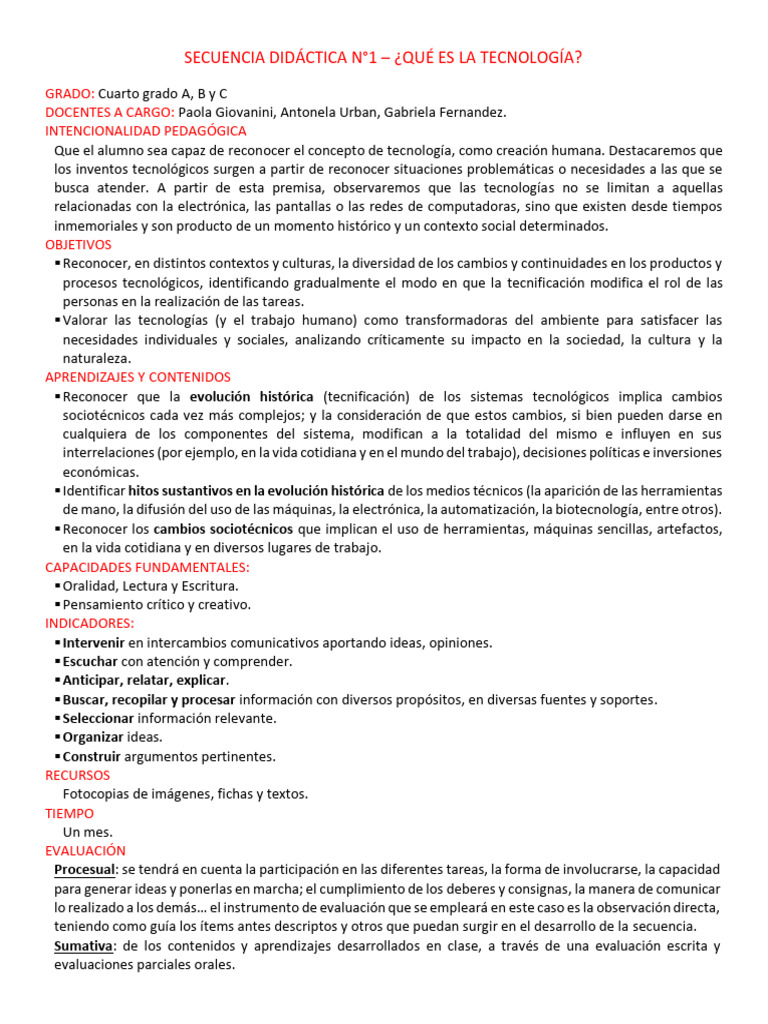 Unidad N 1 Tecnología | PDF | Evaluación
