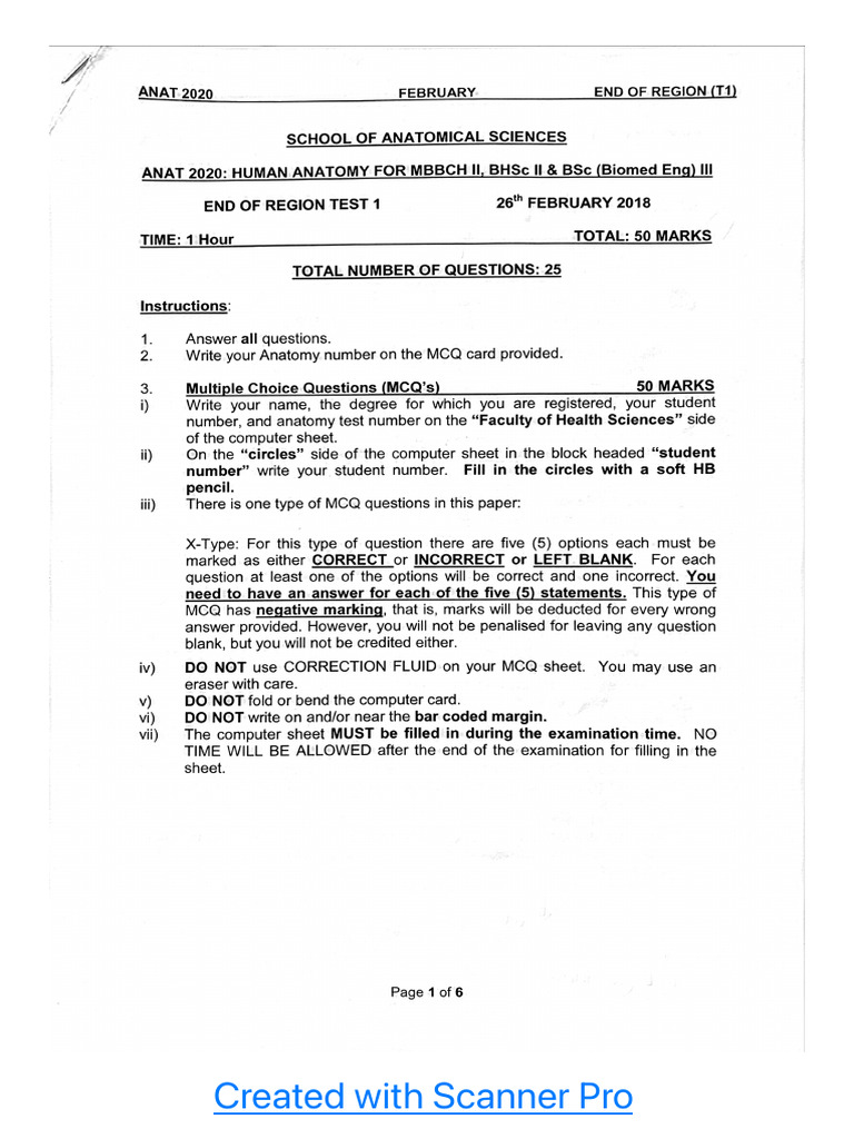 Eor 1 Anat 2018 | PDF | Anatomy | Human Anatomy