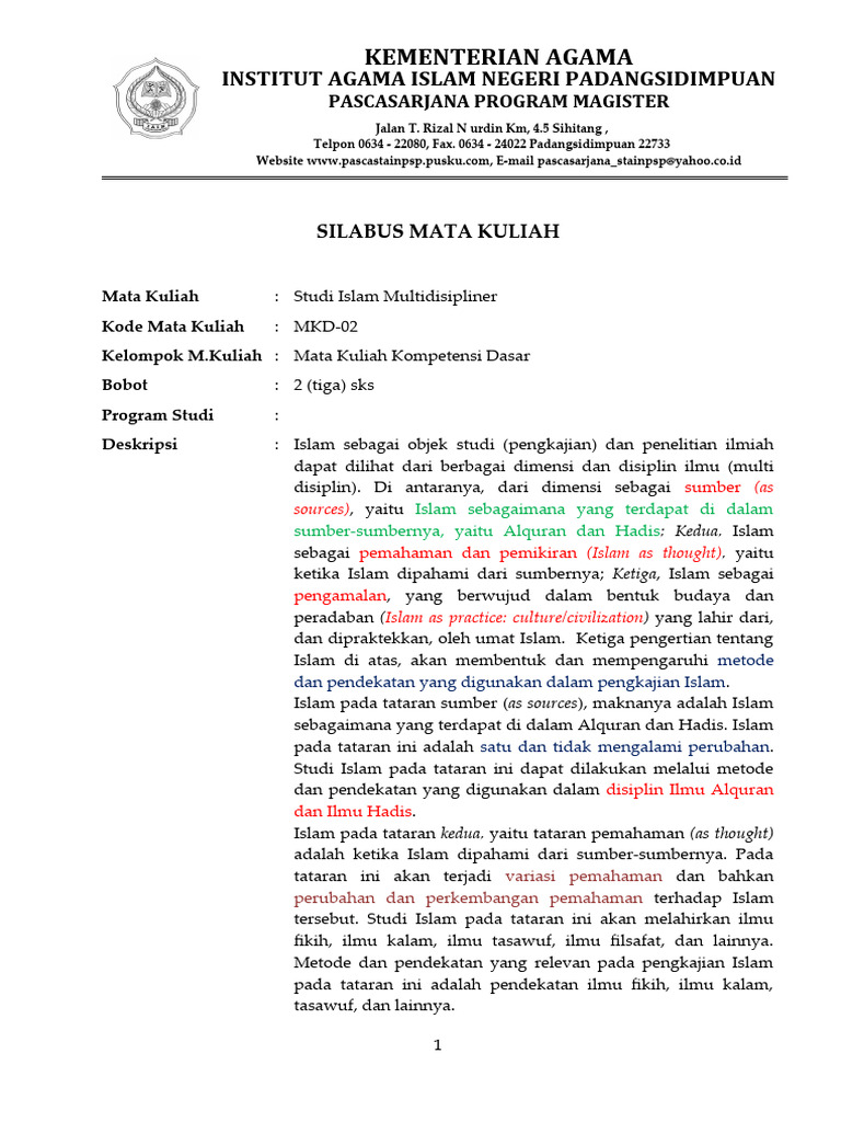 MKD-02 Studi Islam Multidisipliner Era | PDF