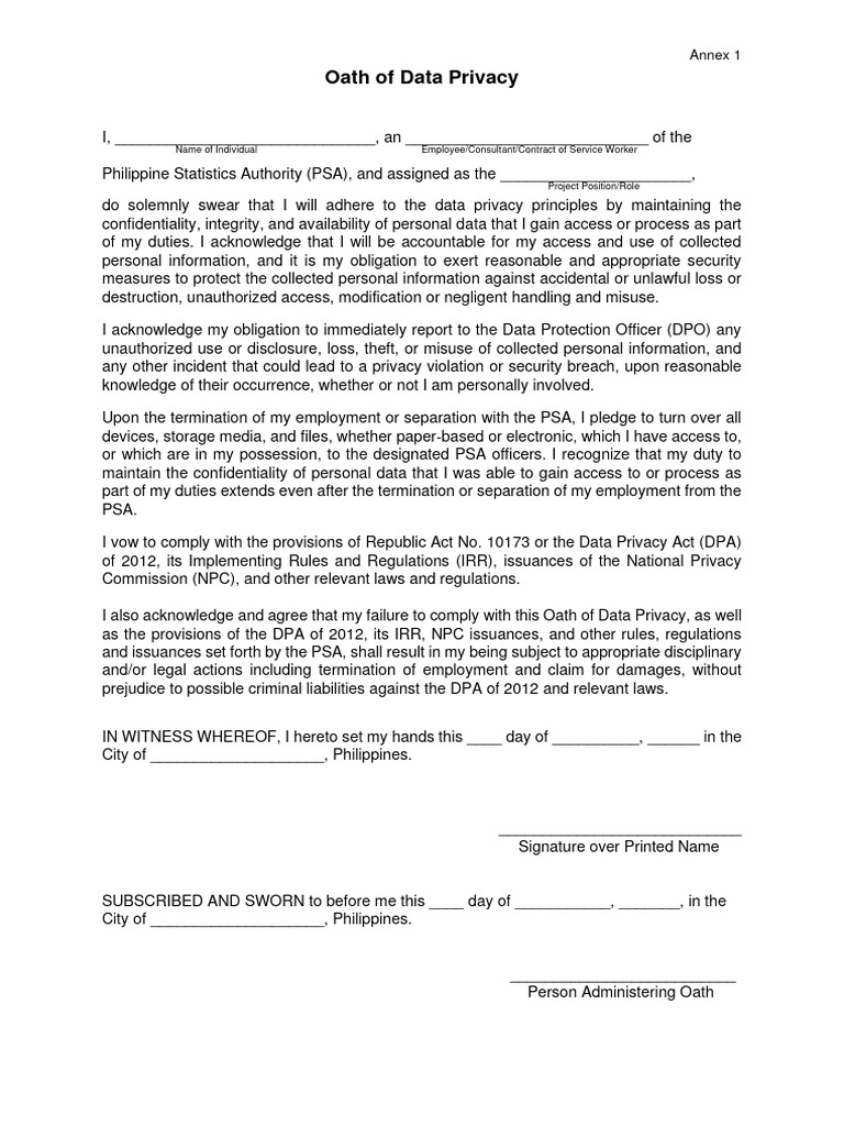 Oath of Data Privacy | PDF | Privacy | Information Privacy