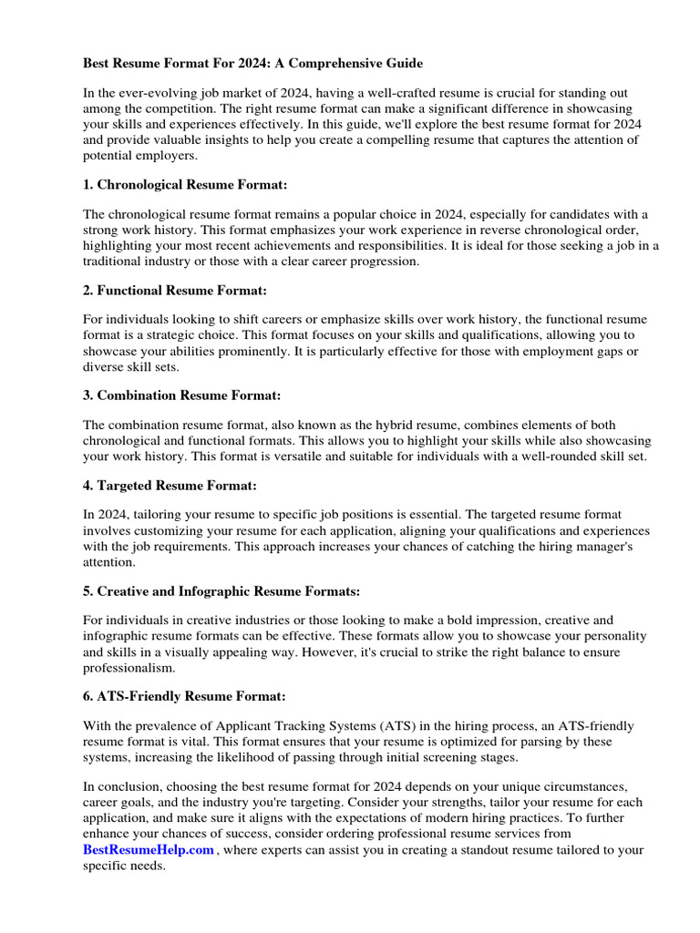 Best Resume Format For 10 Years Experience | PDF | Résumé | Recruitment