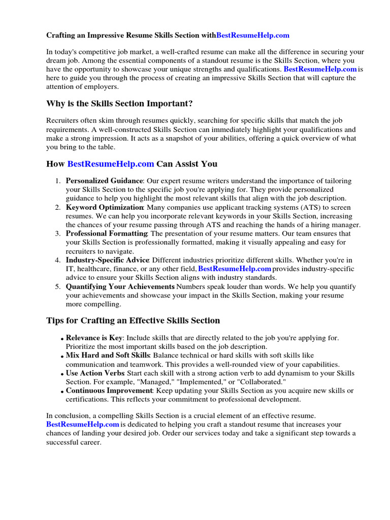 Sample Resume Skills Section | PDF | Résumé | Recruitment