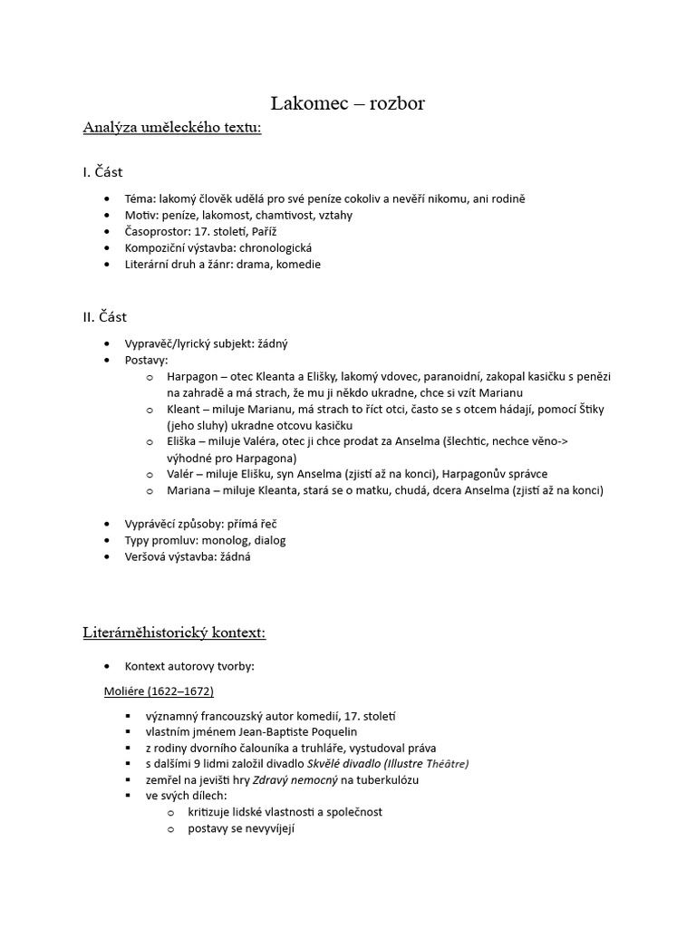 Lakomec - Rozbor | PDF