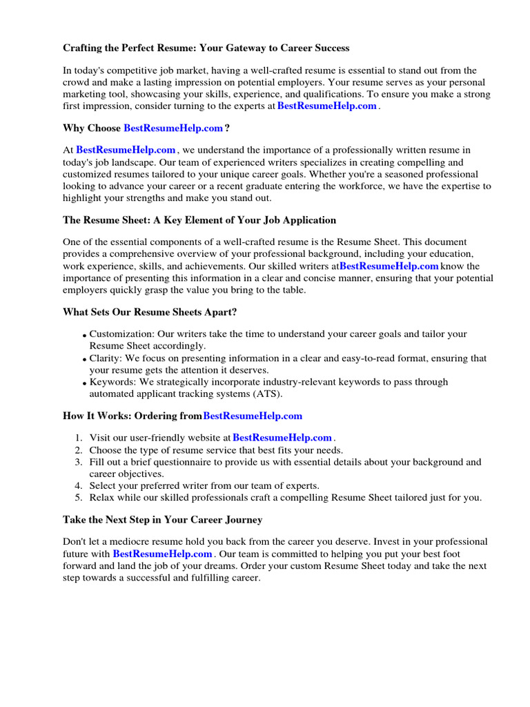 Resume Sheet | PDF | Résumé | Worksheet