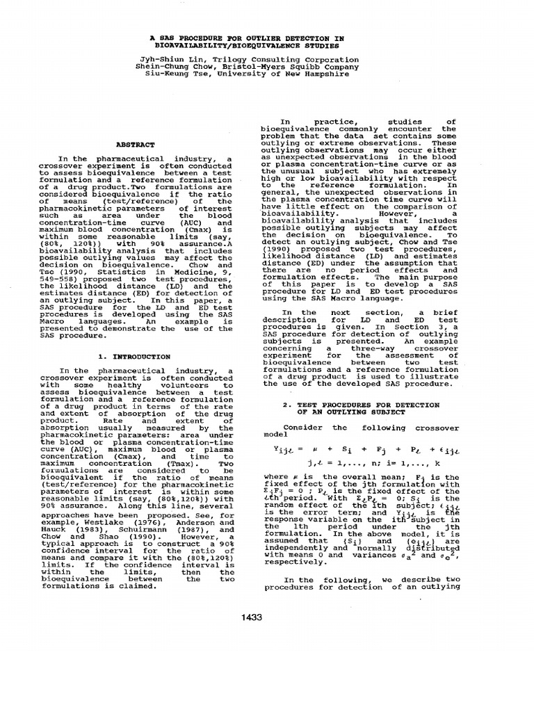 A Sas Procedure For Outlier Detection In Pdf Bioavailability