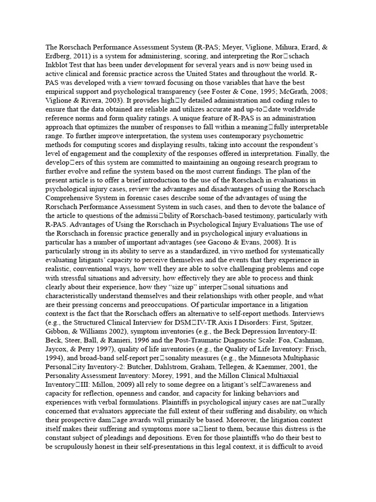 Rorschach Inkblot Test | PDF | Psychotherapy | Psychology