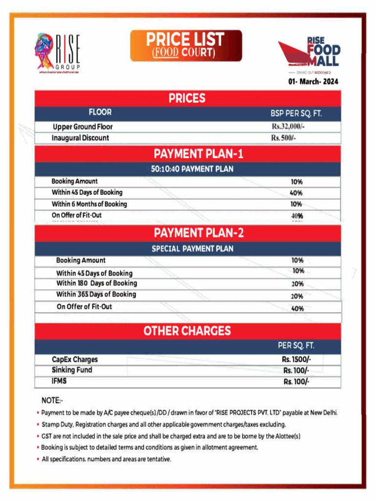 Rise Food Mall (Food Court) Price List 1 March 2024 | PDF | Government ...