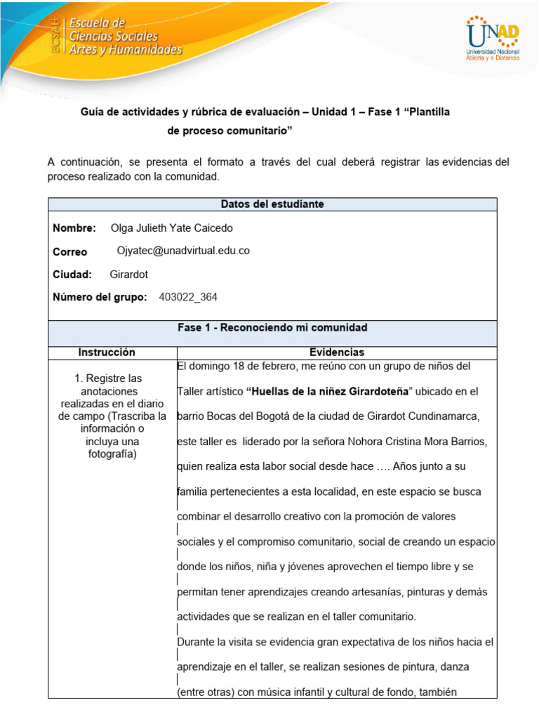 Anexo 1 - Plantilla Del Proceso Comunitario | PDF | Aprendizaje