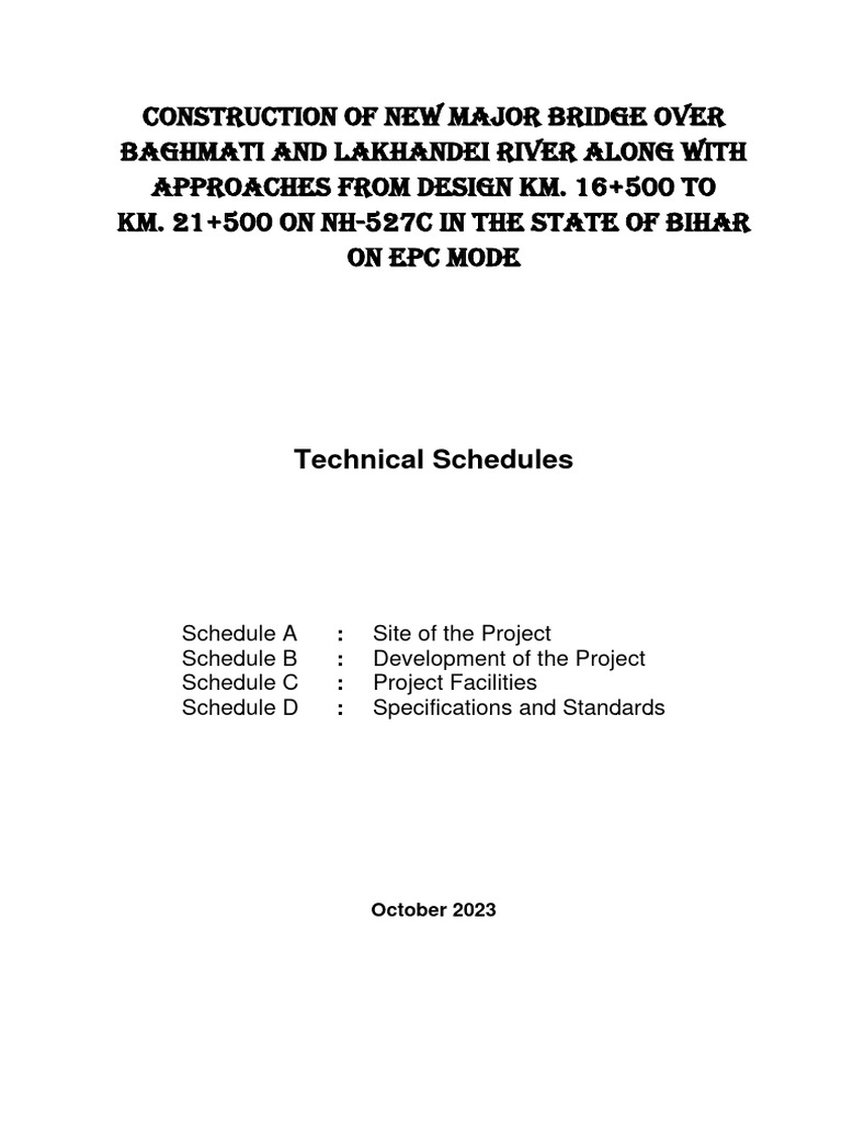 Technical Schedules - Baghmati - EPC - 25 Oct 2023 | PDF | Road ...