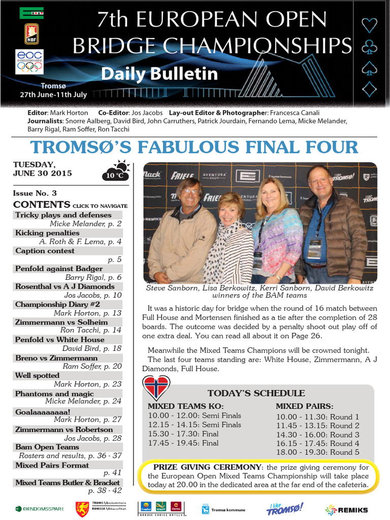 Bridge Bulletin: Tromsø Highlights | PDF