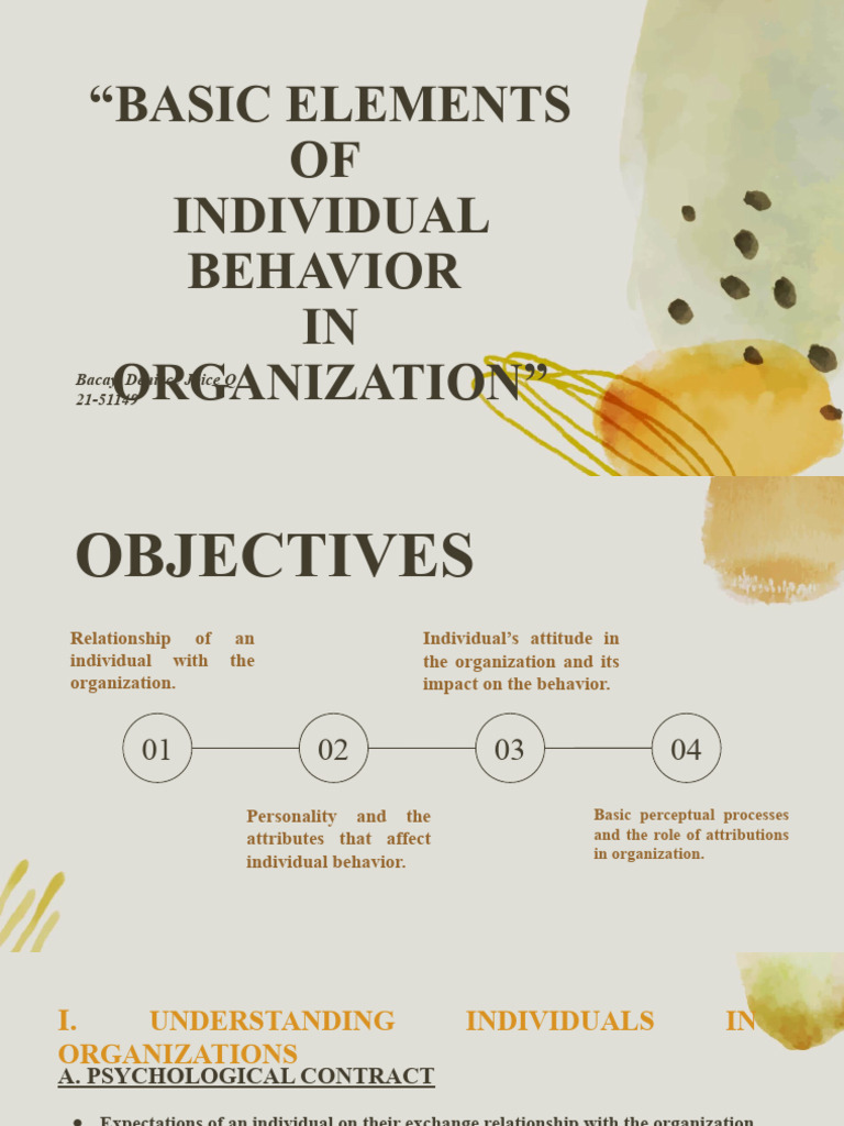 Basic Elements of Individual Behavior in Organization - Part 1 | PDF ...