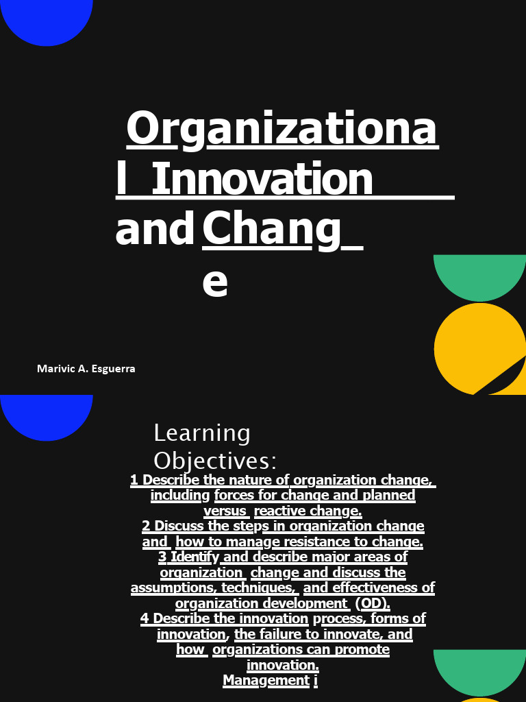 Organizational Change and Innovation Guide | PDF | Innovation ...