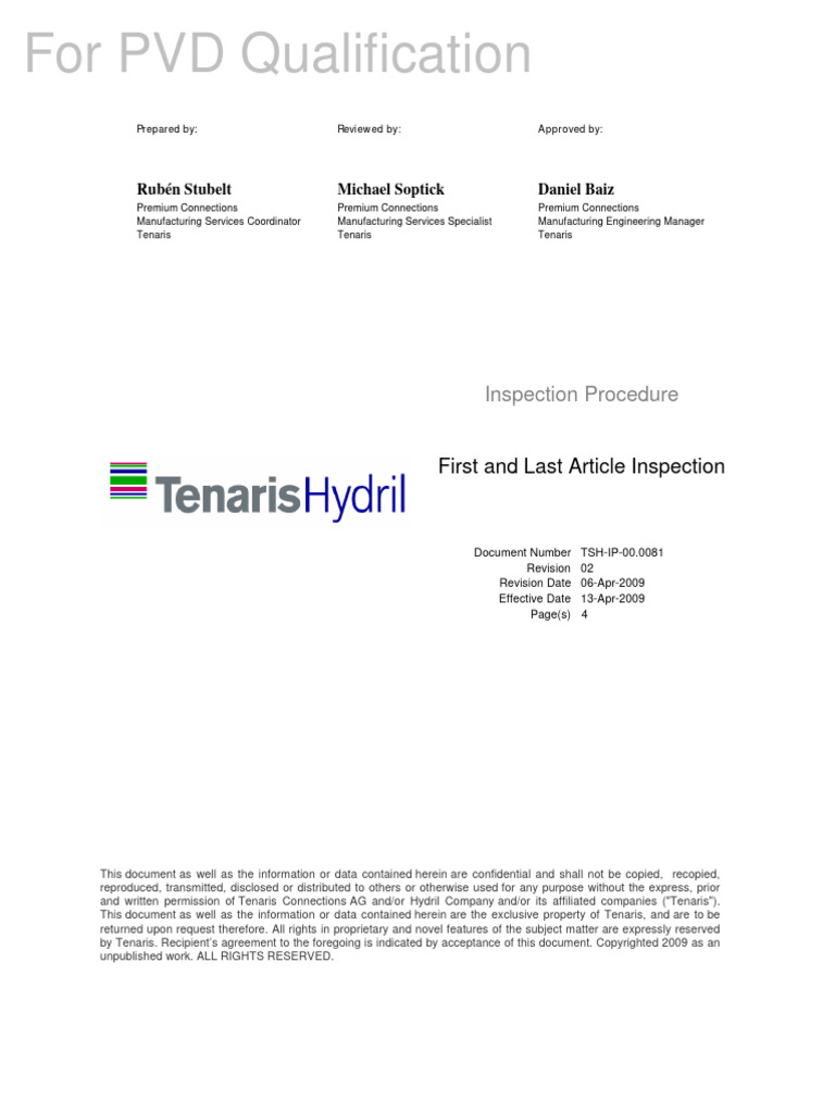 TSH-IP-00.0081 - 02 First and LST Article Inspection | PDF