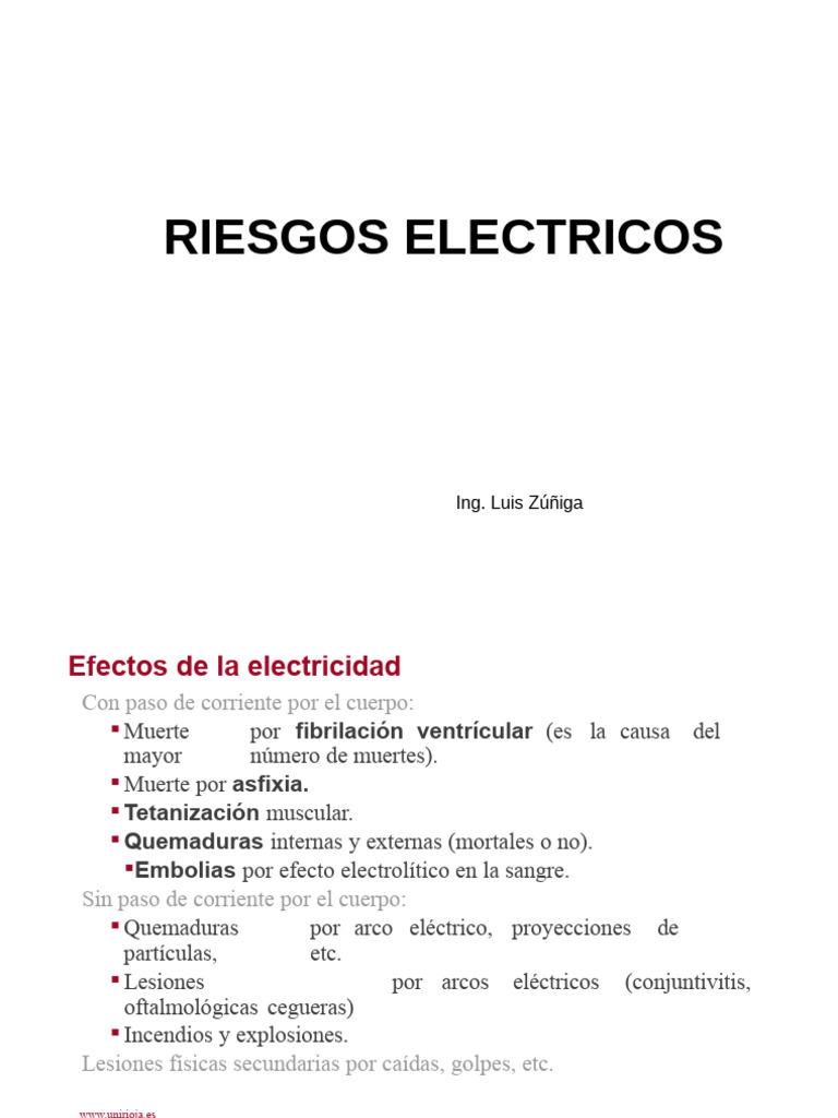 Riesgos Electricos Power Point Pdf Electricidad Ingenieria