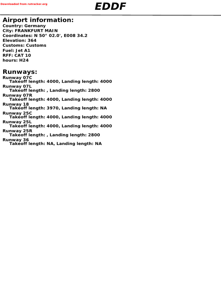 EDDF (Frankfurt Intl) | PDF | Aviation | Earth Sciences