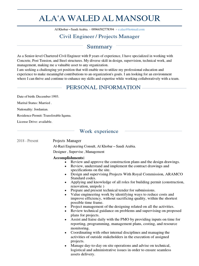 Alaa CV | PDF | Project Management | Business