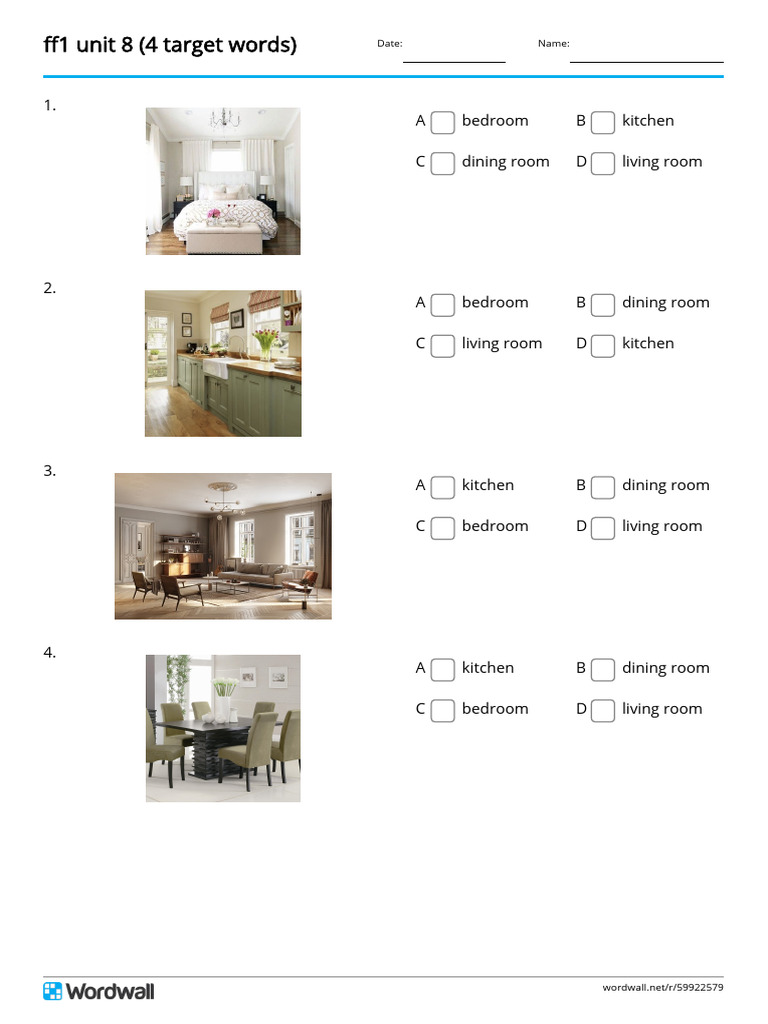 Ff1 Unit 8 4 Target Words Quiz | PDF