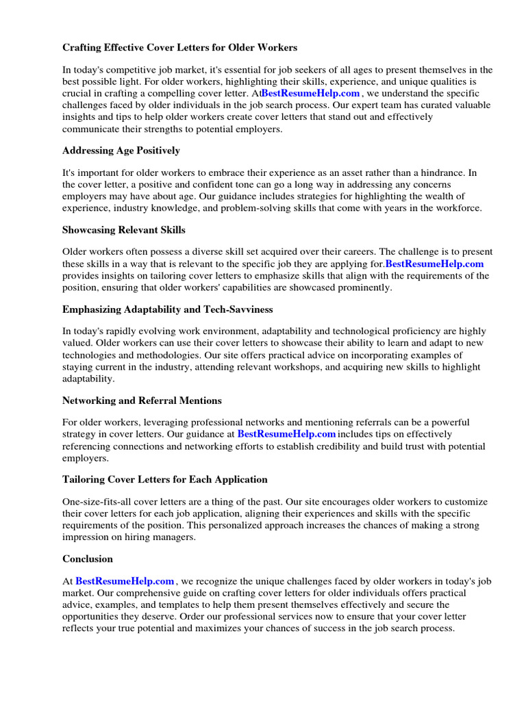 Cover Letter Tips for Older Workers | PDF | Résumé | Experience