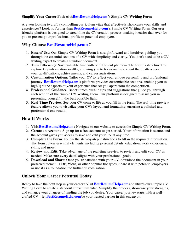 Simple CV Writing Format | PDF | Résumé | Microsoft Word