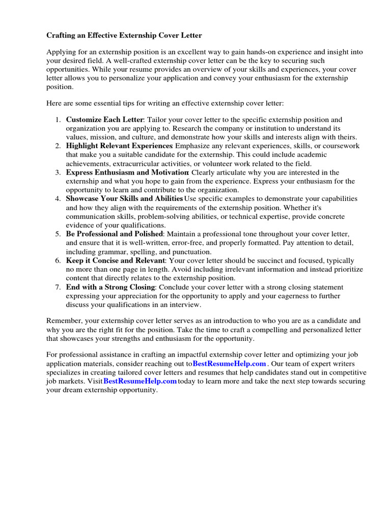 Externship Cover Letter | PDF | Résumé | Internship