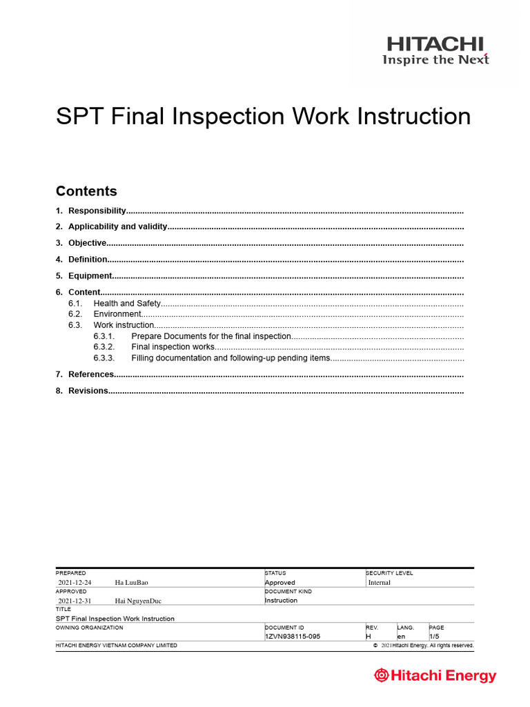 1ZVN938115-095 - RevH - SPT Final Inspection Work Instruction ...