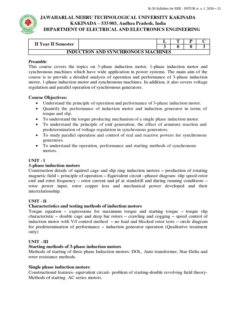 ism syllabus | PDF | Electric Motor | Electromagnetic Induction