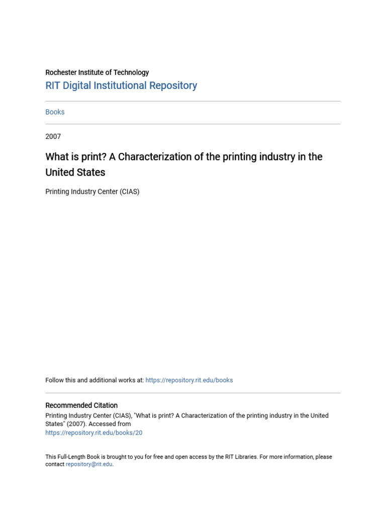 What is Print_ a Characterization of the Printing Industry in The | PDF ...