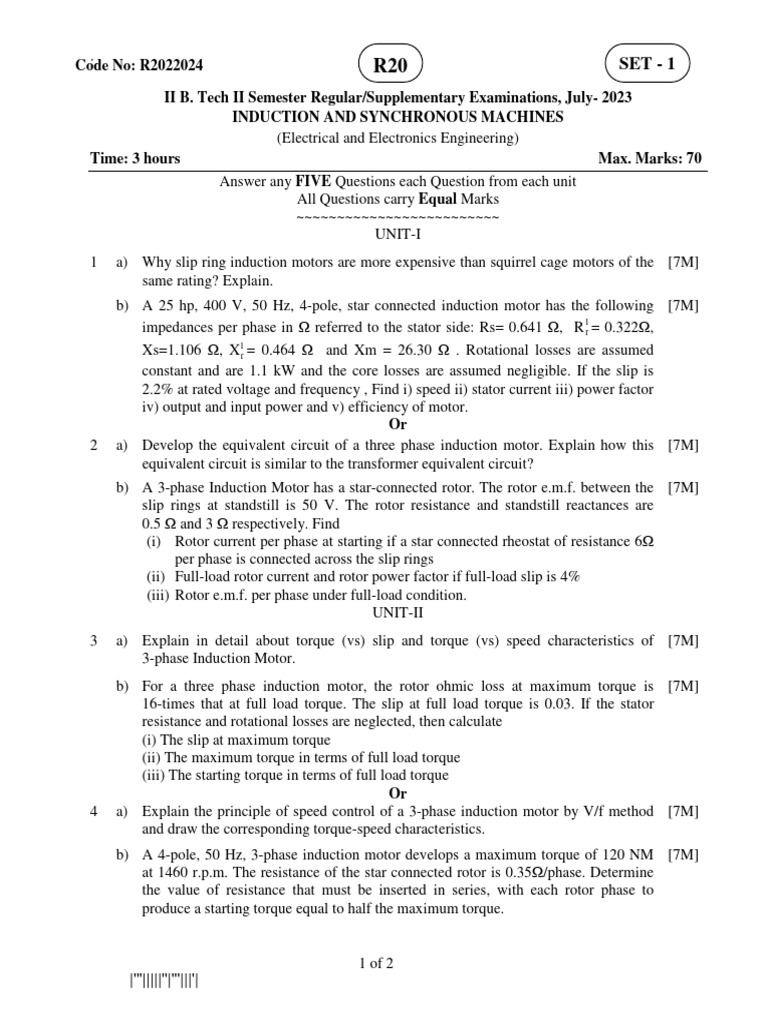 previous papers | PDF | Electric Motor | Power (Physics)