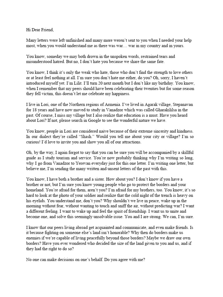 A Letter for Peace and Unity | PDF | Poetry | General Fiction