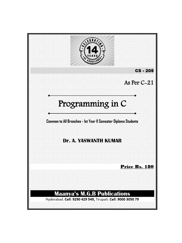 TS Programming in C Final 23-01-2022 With Preface | PDF | Programming | Computer Program