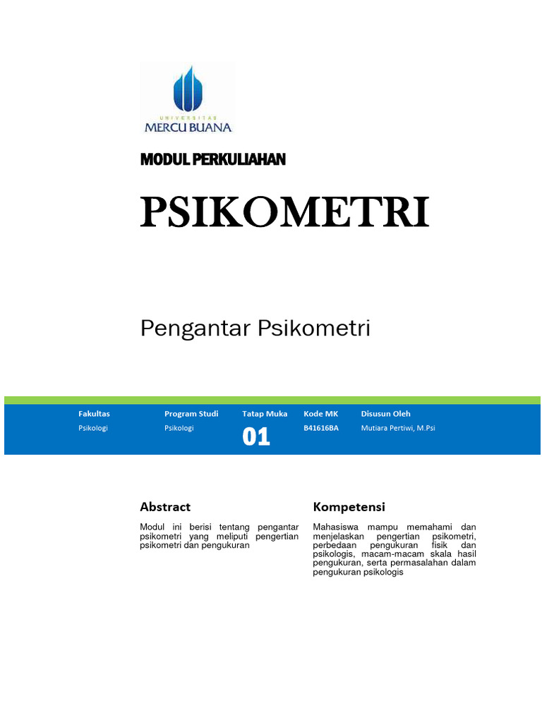 Pengantar Psikometri dan Pengukurannya | PDF | Sains & Matematika
