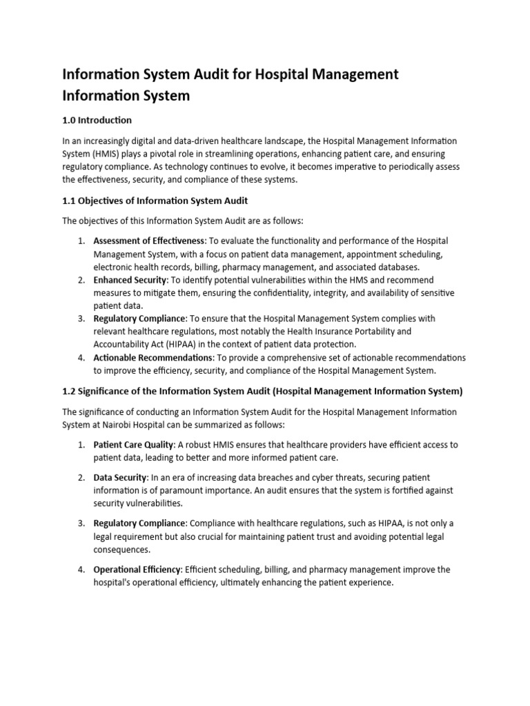 Information System Audit For Hospital Management Information System ...