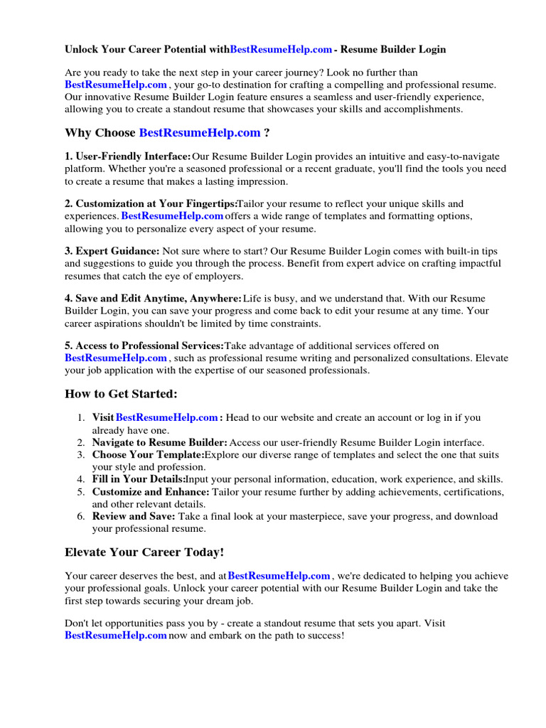 Resume Builder Login | PDF | Résumé | Linked In