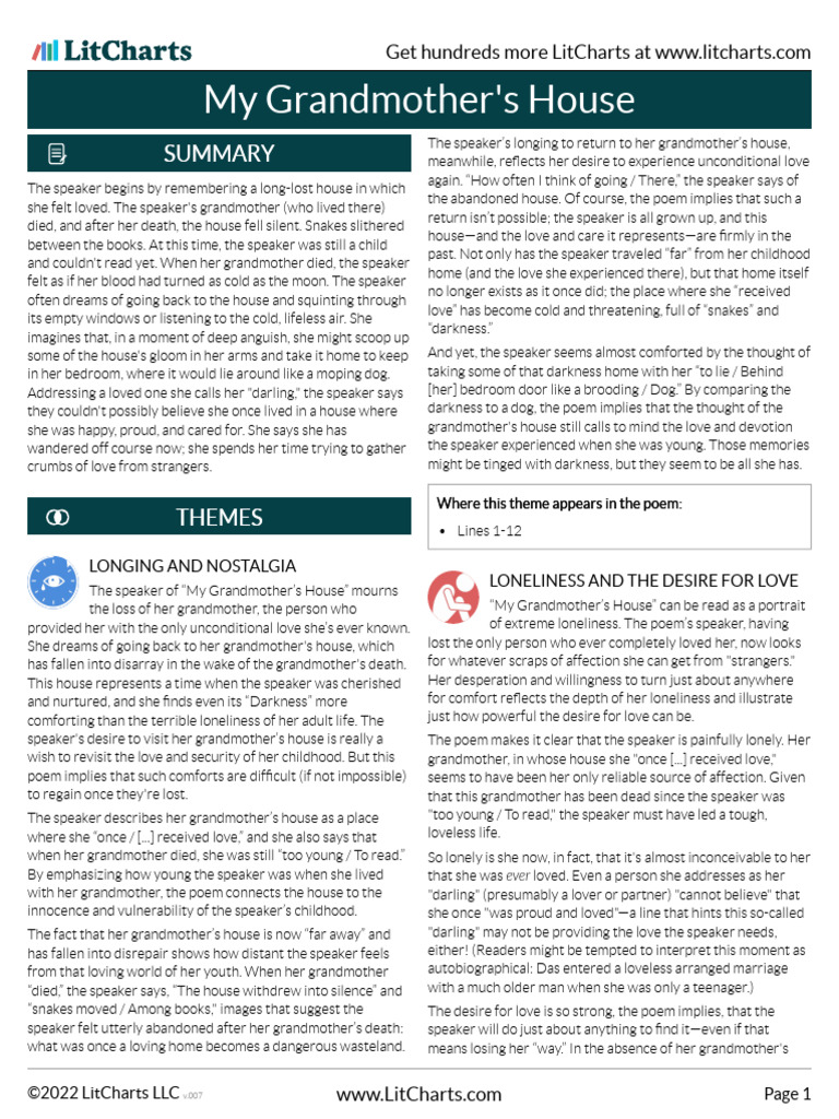 Kamala Das: My Grandmother's House Summary | PDF