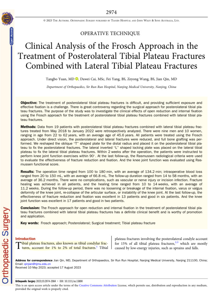 Clinical Analysis of The Frosch Approach in The Treatment of ...