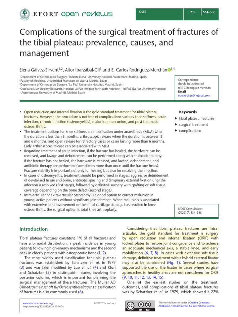 Complications of The Surgical Treatment of Fractures of The Tibial ...