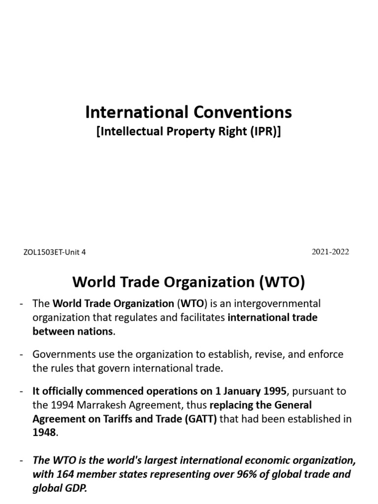 2 IPR International Conventions | PDF | World Trade Organization ...