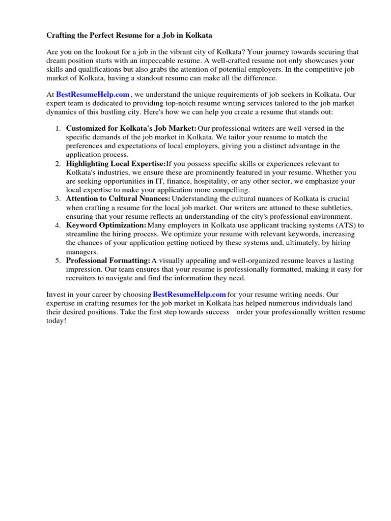 Resume For Job in Kolkata | PDF | Résumé