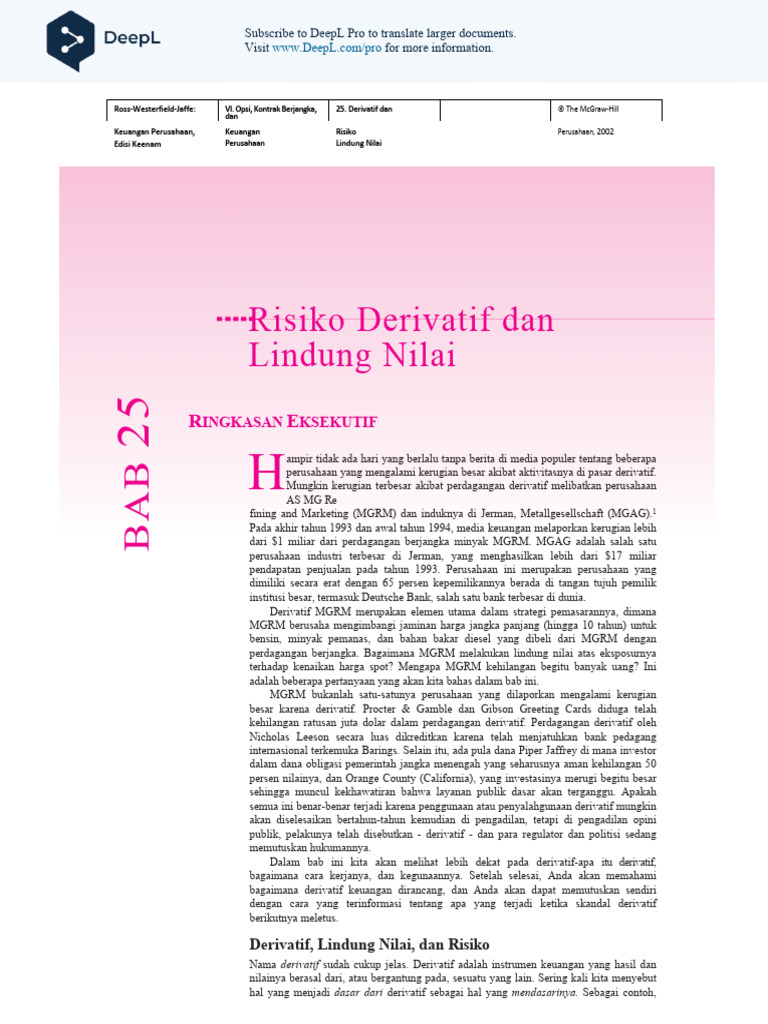 Derivatif dan Lindung Nilai Perusahaan | PDF