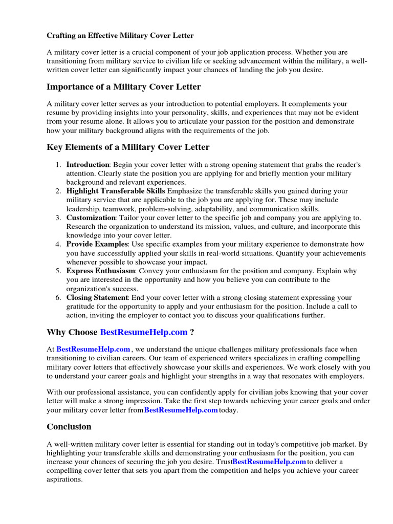 Military Cover Letter | Download Free PDF | Recruitment | Leadership