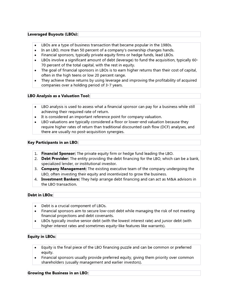 Leveraged Buyouts | PDF | Leveraged Buyout | Stocks