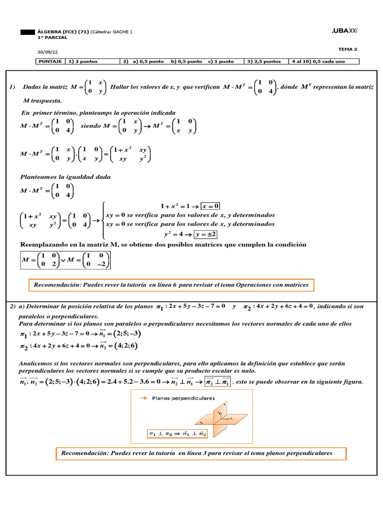 Primer parcial_2C_2022_Tema 2_R | PDF | Matriz (Matemáticas) | Línea ...