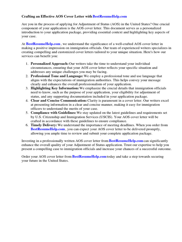 Aos Cover Letter | Download Free PDF | United States Citizenship And ...