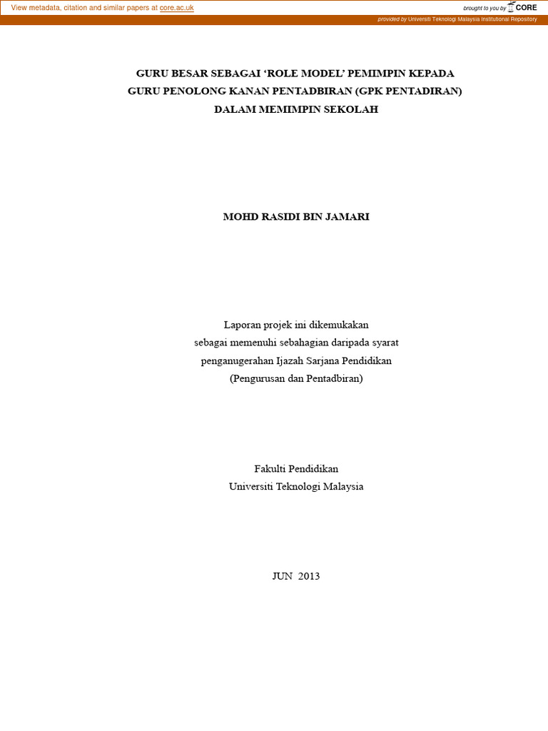Guru Besar Sebagai Role Model' Pemimpin Kepada Guru Penolong Kanan ...