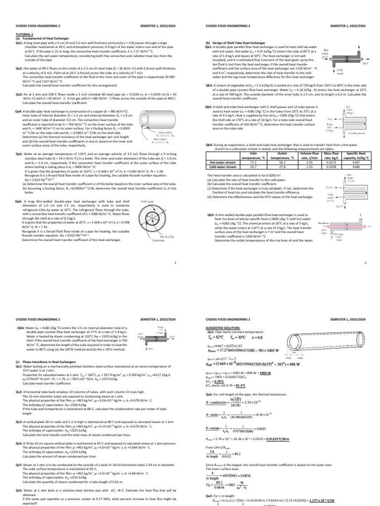 Tutorial 3 Solution | Download Free PDF | Heat Transfer | Heat Exchanger