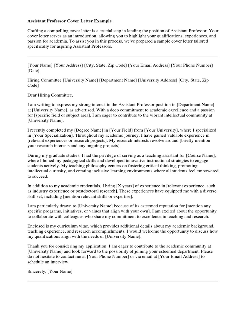 Assistant Professor Cover Letter Example | Download Free PDF | Résumé ...